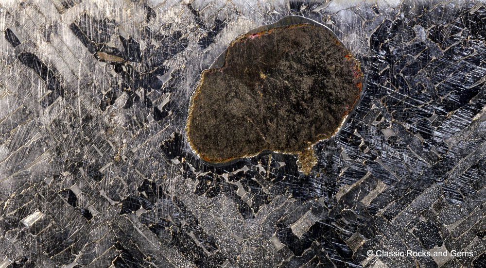 Cape York Meteorite Slice with an interesting Troilite Inclusion 94g ...