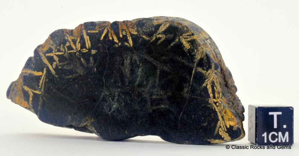 Komatiite Ultramafic volcanic mantle rock cut slice+ Acicular Spinifex ...